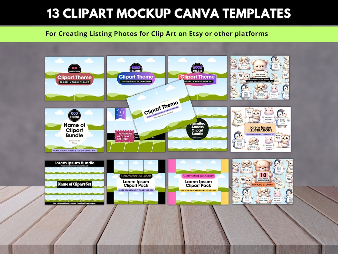 13 Canva Clipart Mockup Templates Bundle for Etsy Sellers & Artists ...