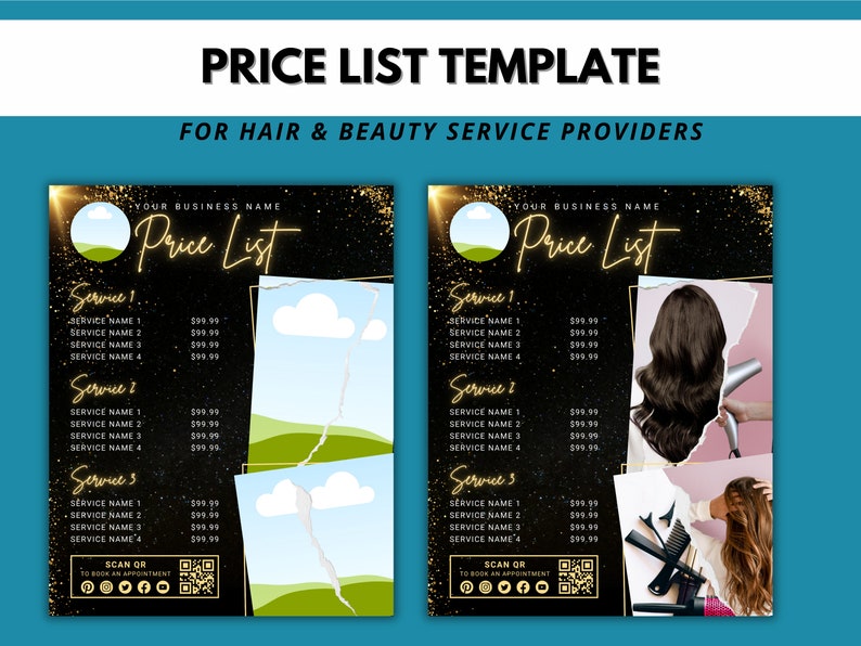 Editable Price List Template for Service Providers, Perfect for Beauty or Hair Industry, Great ...