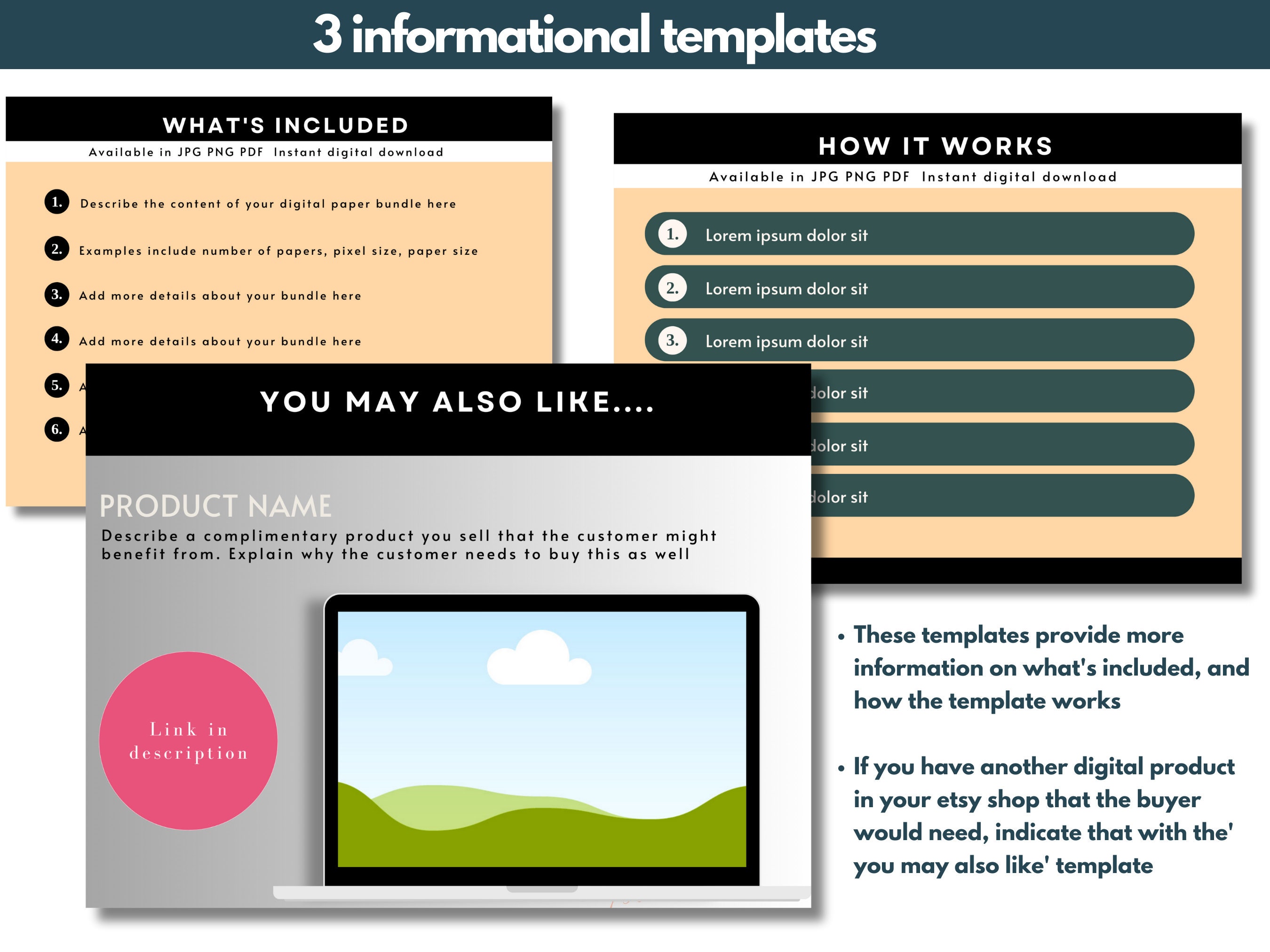 Mockup for Digital Paper Bundles, Editable Canva Template for Digital ...
