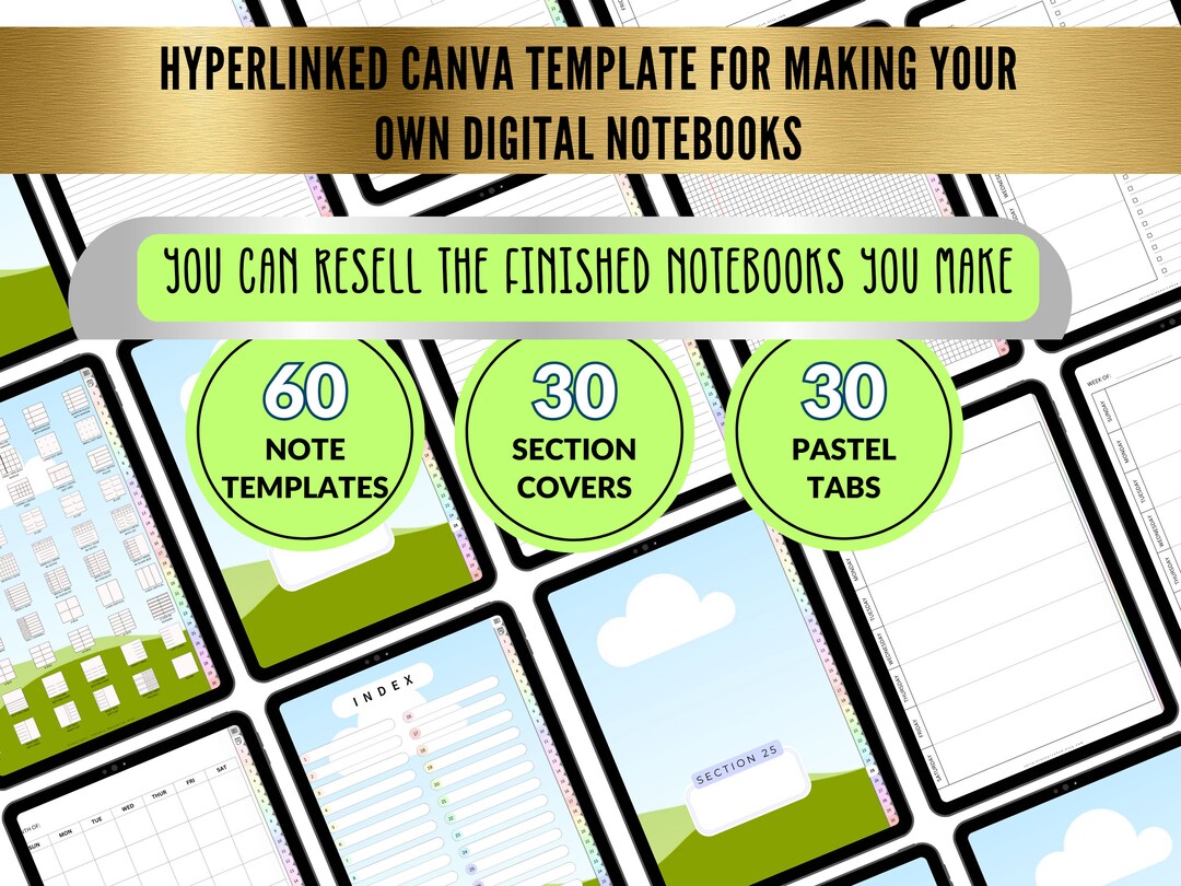 Editable Canva Template for Digital Notebooks to Sell, Monetize Your ...