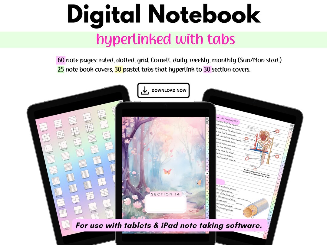 Goodnotes Notebook Template, Digital Note Book With Hyperlinked Tabs ...