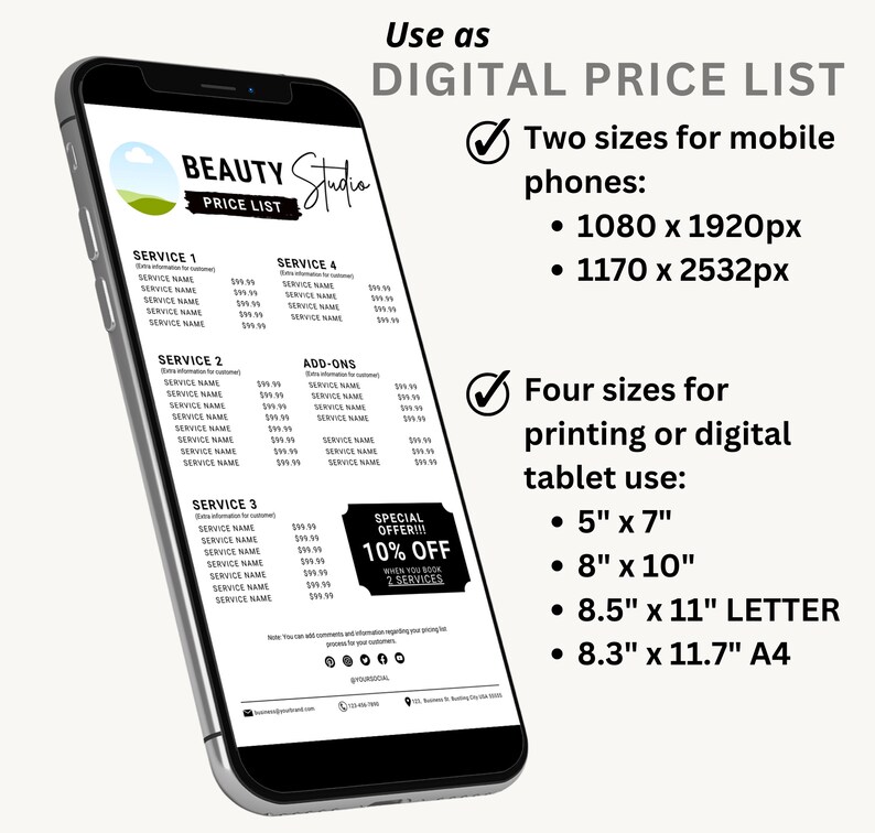 Price List Template for Small Business Owners, Customizable in Canva ...