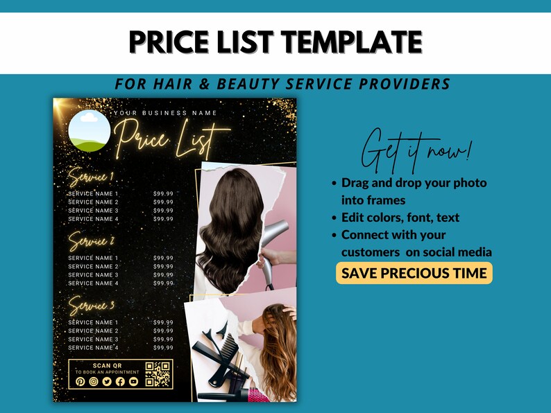 Editable Price List Template for Service Providers Perfect - Etsy