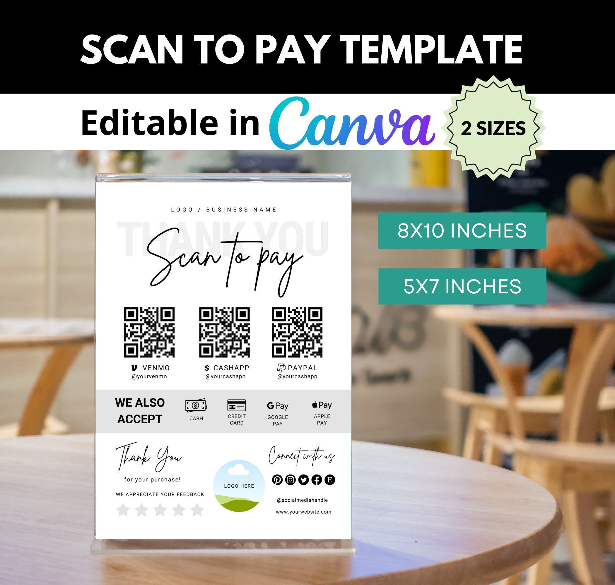 Editable Scan to Pay Templates Printable QR Code Payment - Etsy