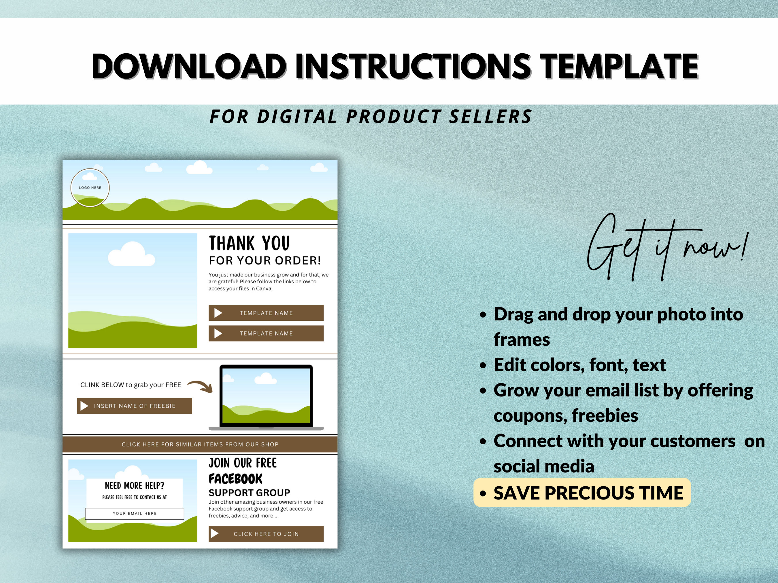 Digital Download Instruction Template for Digital Product - Etsy