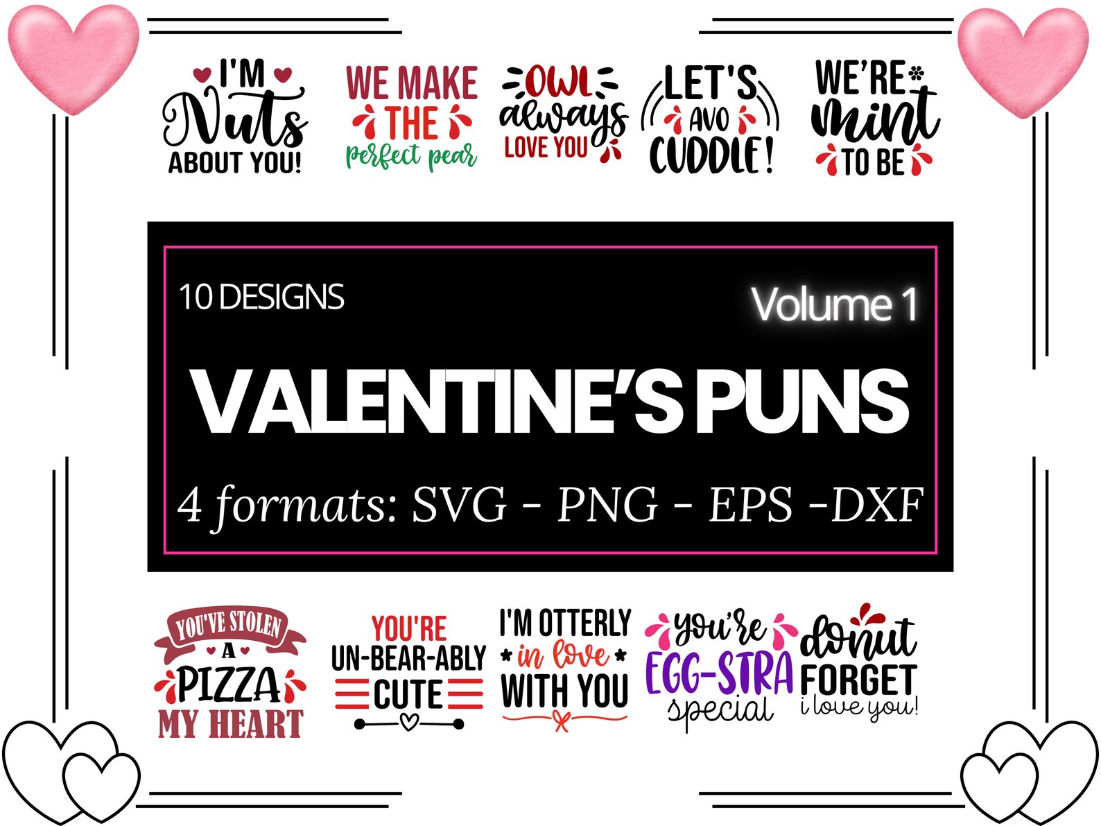Romantic Puns Svg Bundle, Funny Couples Phrases Png Eps Dxf, Cut Files ...