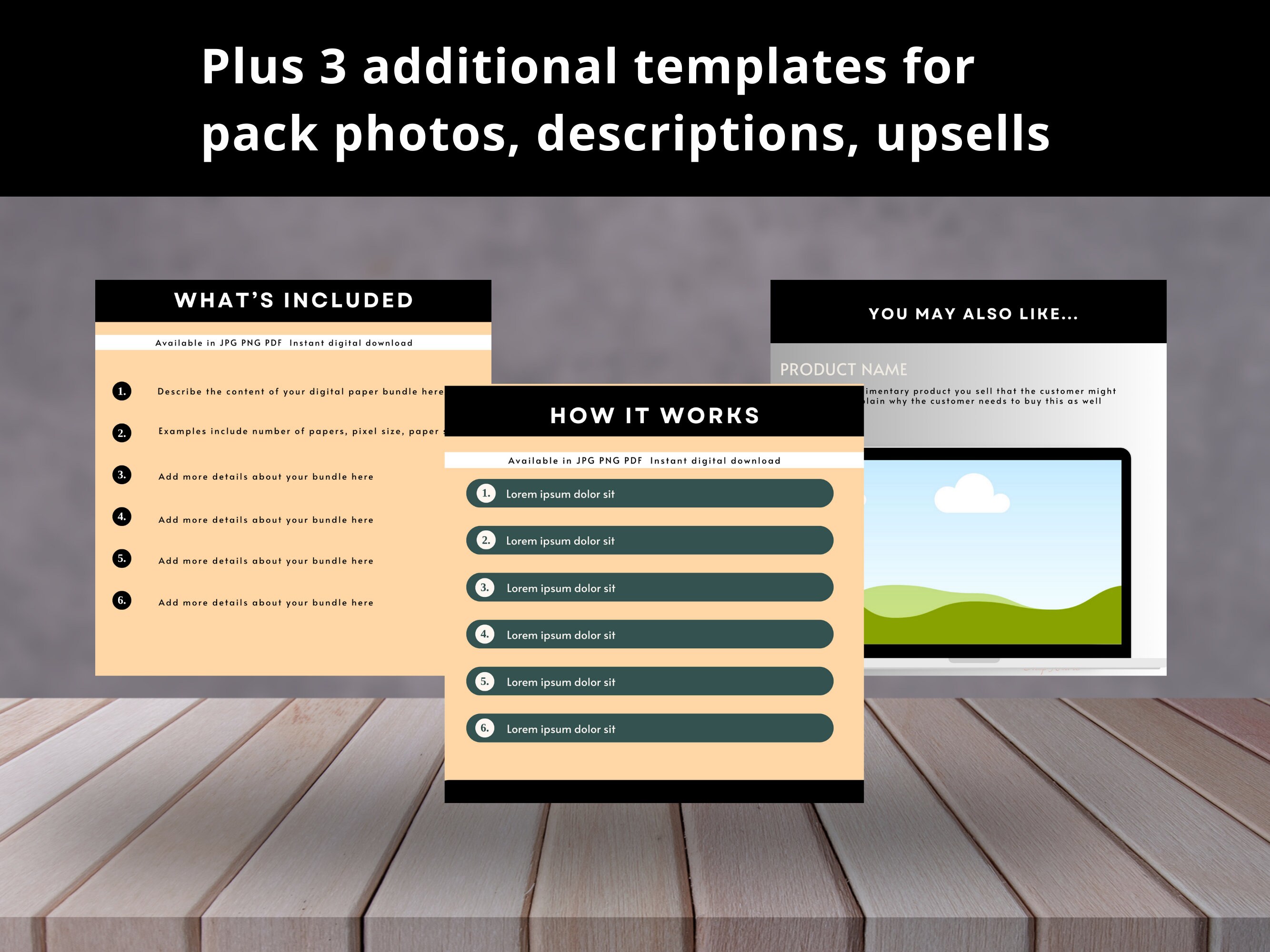 Editable Template for Digital Paper Bundles, Beige Banner. Change ...
