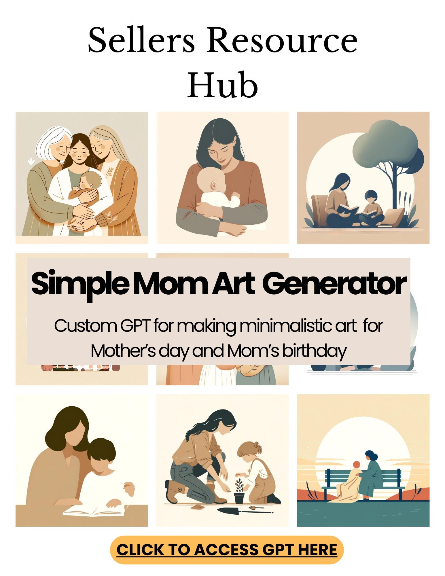 Minimalist Mom & Child Art Generator GPT Custom Digital Illustration ...
