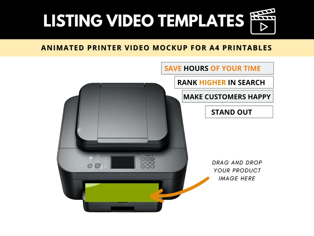 Canva Video Template for A4 Printables - Video Mockup of Printer ...
