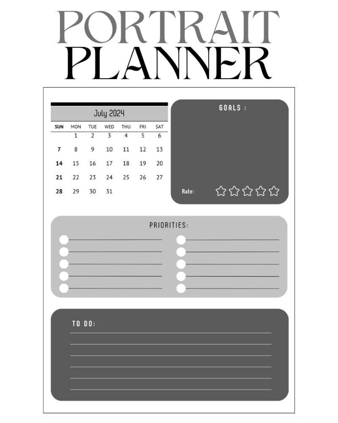 2024 Monthly Planner Printable, Editable 2024 Yearly Calendar - Etsy