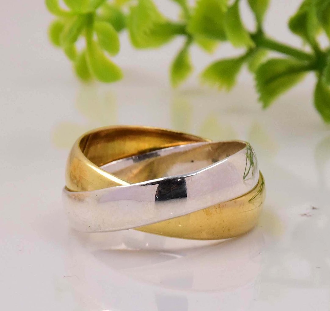 925 Silver Dual Band Ring, Rolling Ring, Interlocked Ring, 6 MM Band ...
