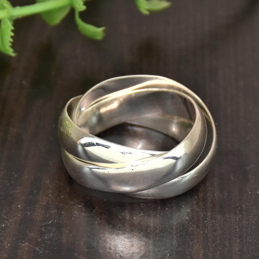 Sterling Silver Triple Band Rolling Ring - Boho Wedding Ring (6MM) - Etsy