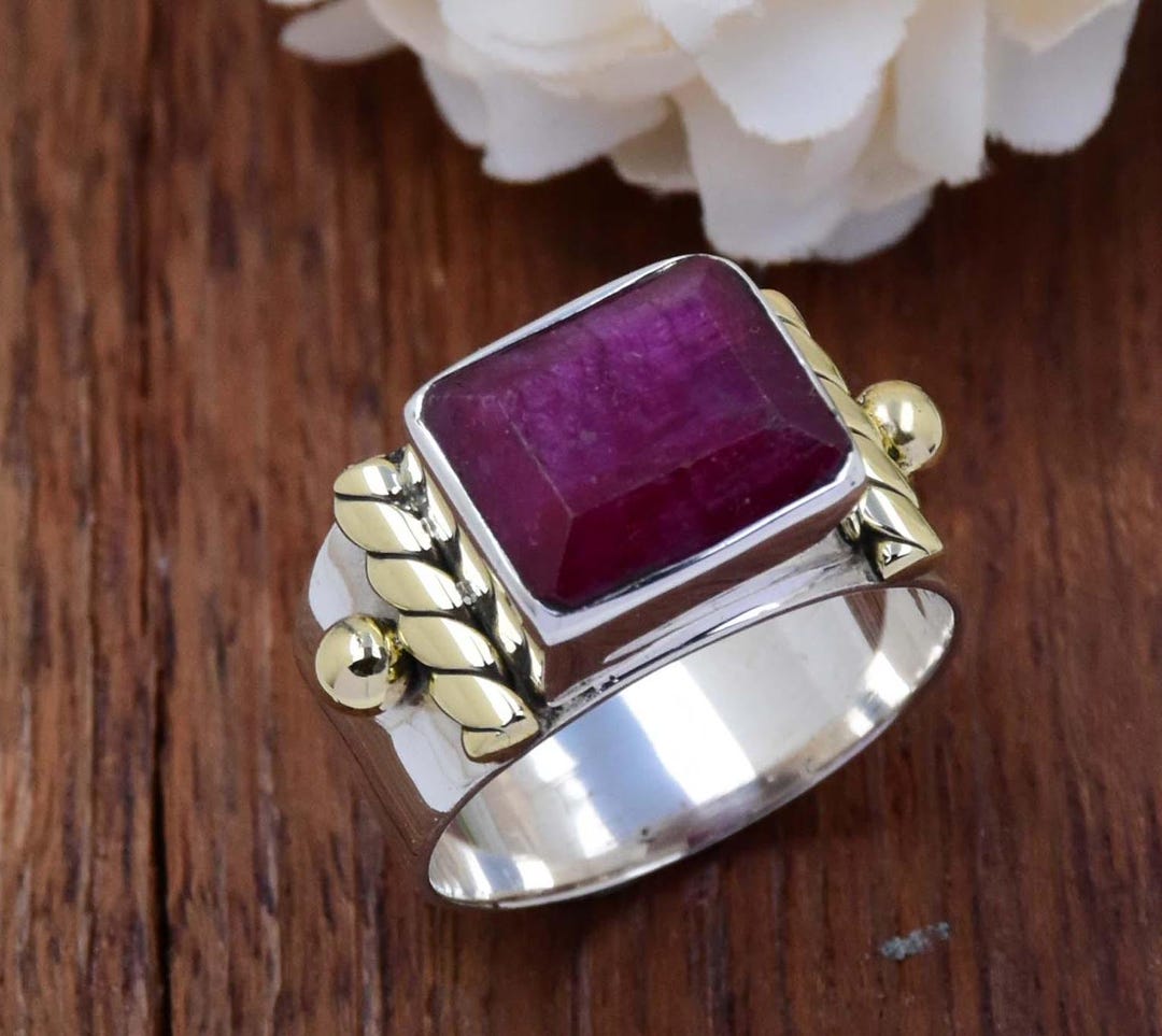 Indian Ruby Ring, 925 Sterling Silver Ring, Statement Ring, Birthstone ...