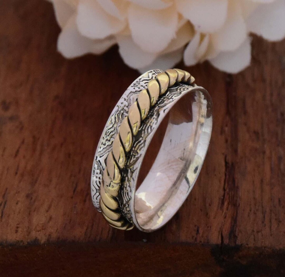 Rope Spinner Ring 925 Sterling Silver Ring, Meditation Ring, Chain ...