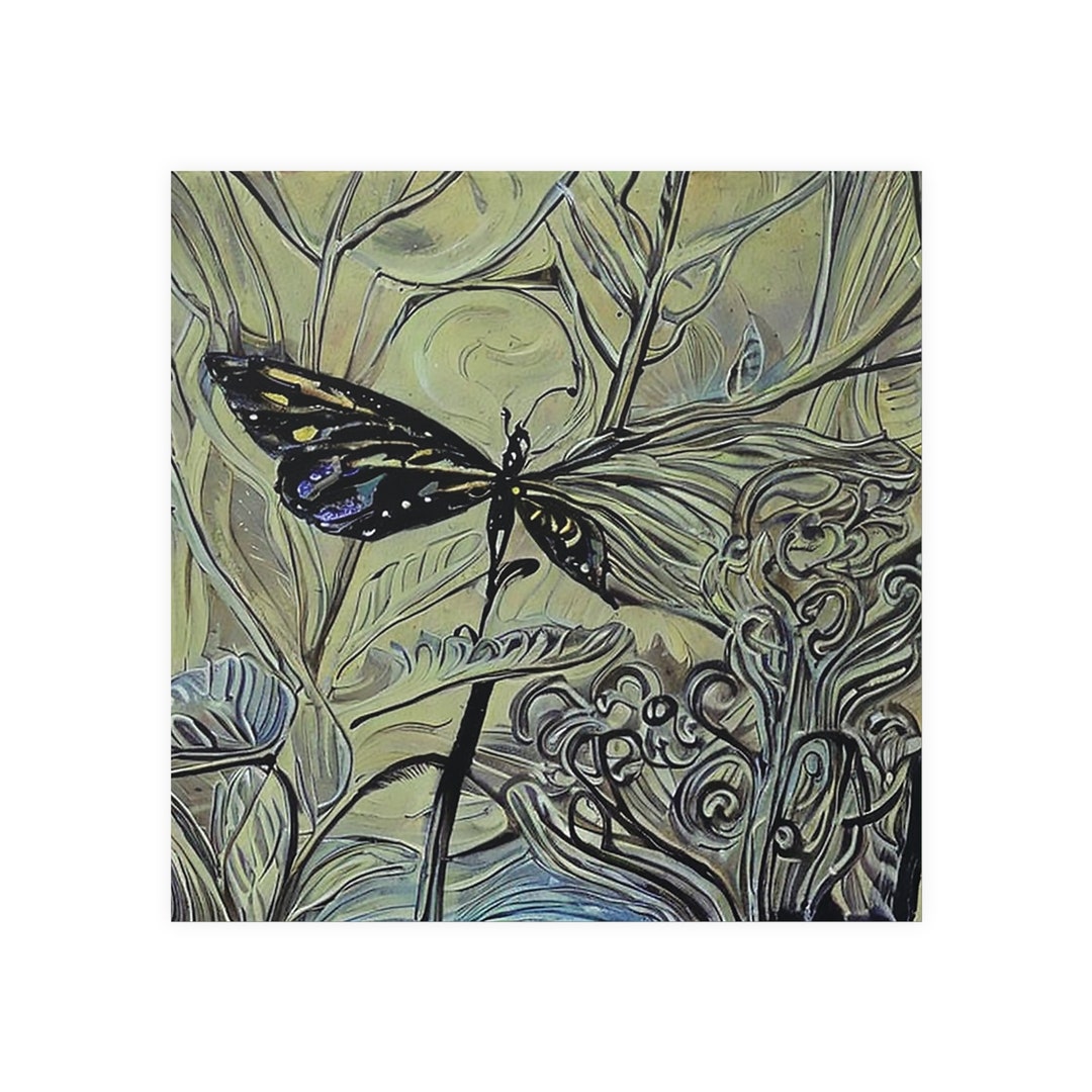 Boho Butterfly , Matte Paper Poster, Acrylic Art, Oil Painting Poster ...