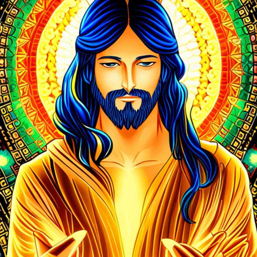 Vivid Jesus Christ in Colorful Background.jesus Art in the Style of ...