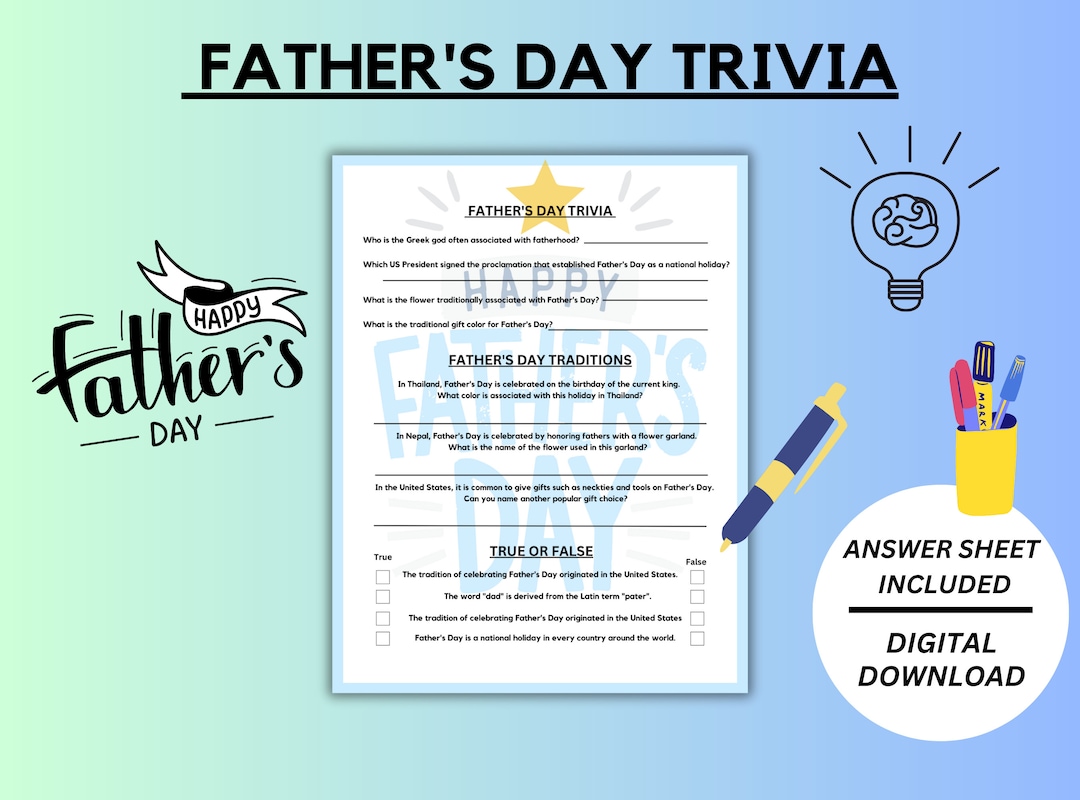 Father's Day Trivia: Test Your Knowledge Father's Day Quiz Family Fun ...