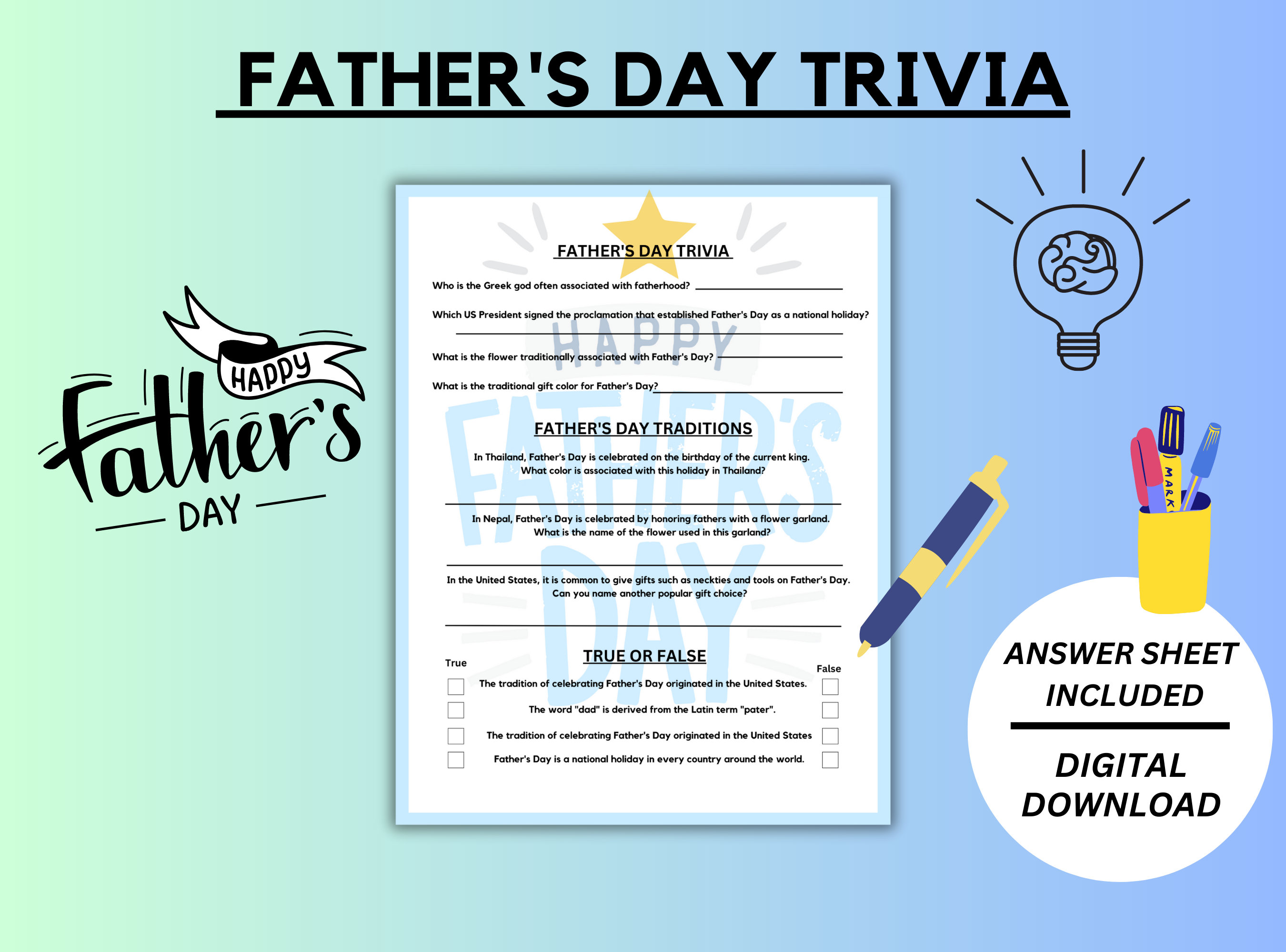 Father's Day Trivia: Test Your Knowledge- Father's Day Quiz| Family Fun ...