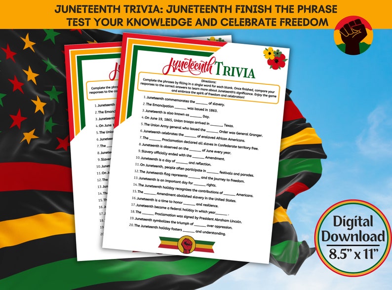 Juneteenth Trivia Game: Engaging Trivia Game to Honor Freedom and ...