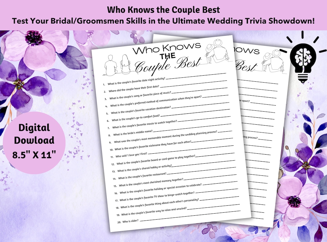 Who Knows the Couple Best: Fun and Interactive Bridal/groomsmen Wedding ...