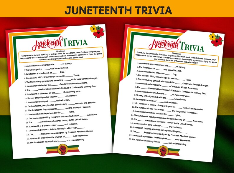 Juneteenth Trivia Game: Engaging Trivia Game to Honor Freedom and ...