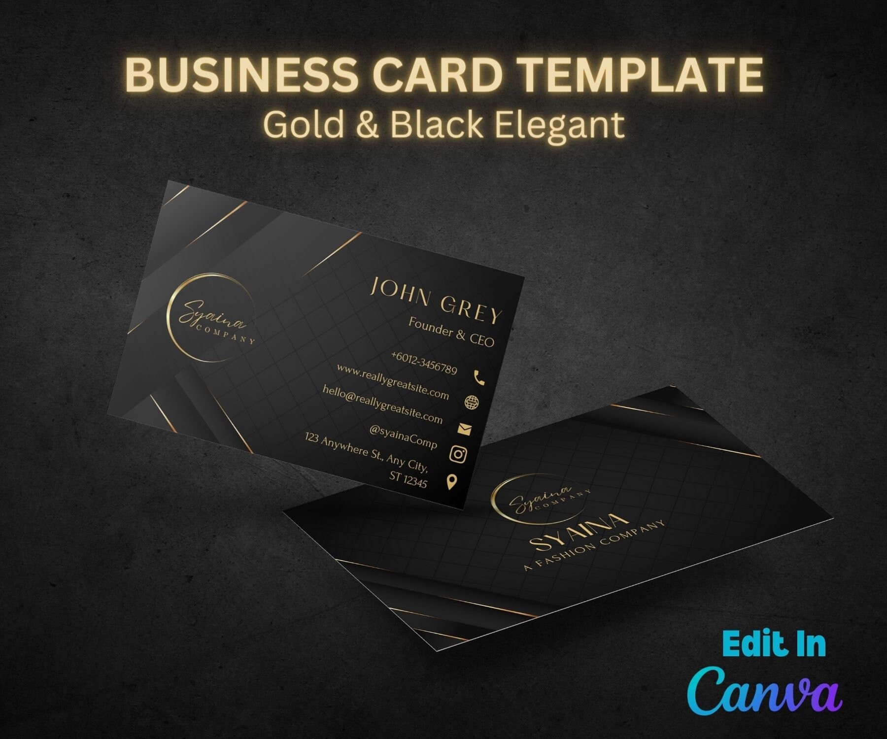Editable Business Card Template, Business Card Template Instant ...