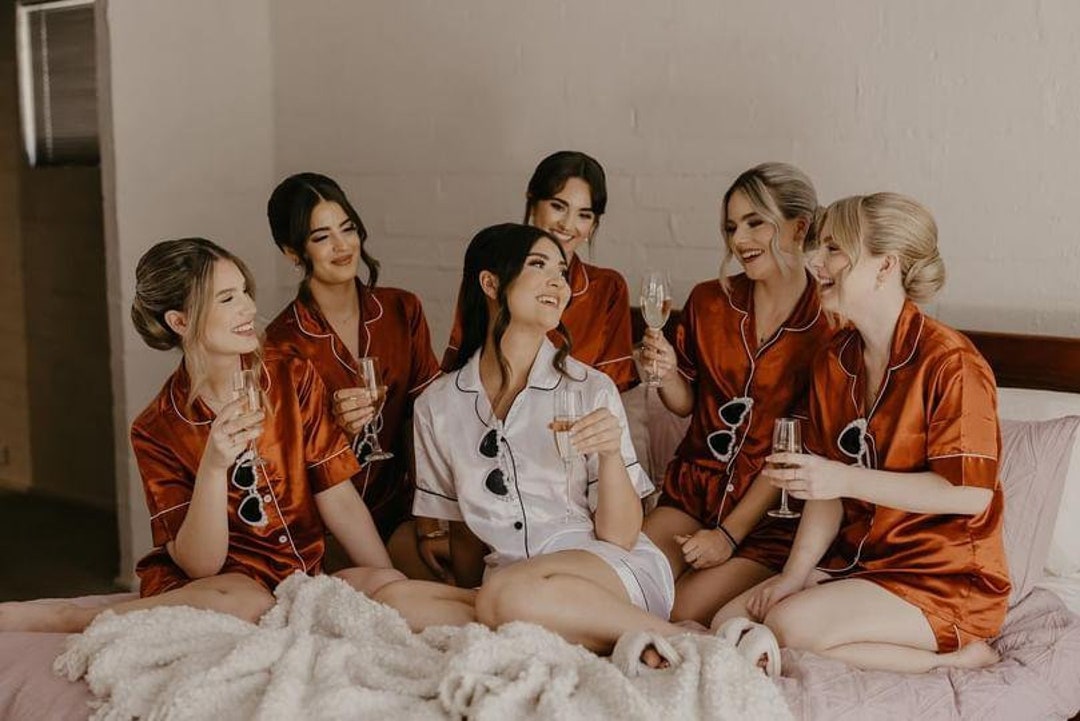 Rust Color Pj's,burnt Orange Pjs,teracotta Color Pjs,personalized Satin ...