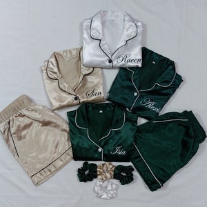 Forest Green Color Pyjama Sets,dark Green Pjs,bridesmaid Pyjama Set ...