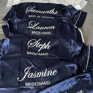 Navy Blue Color Pj's,dark Blue Pajamas,personalized Satin Pjs ...