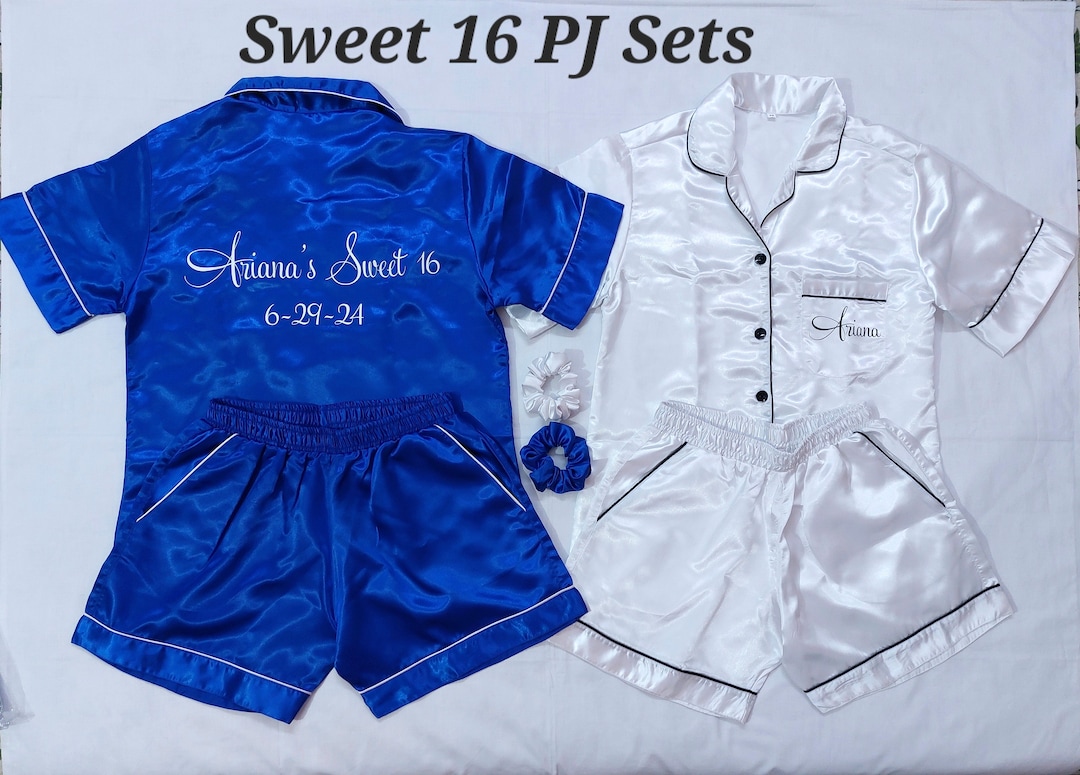 Sweet 16 Pjs,customized Satin Pyjamas,bachelorette Pjs,birthday Party ...