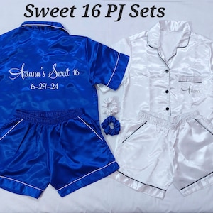 Sweet 16 Pjs,customized Satin Pyjamas,bachelorette Pjs,birthday Party ...