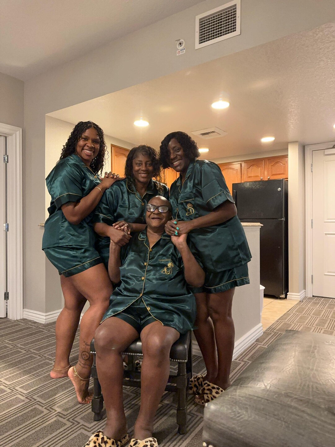 Forest Green Color Pyjama Sets,dark Green Pjs,bridesmaid Pyjama Set ...