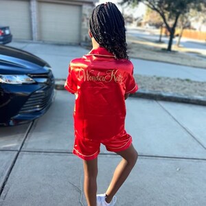 Red Color Pj's,customized Satin Pyjamas,bridesmaid Pajama Sets,bridal ...