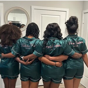 Forest Green Color Pyjama Sets,dark Green Pjs,bridesmaid Pyjama Set ...