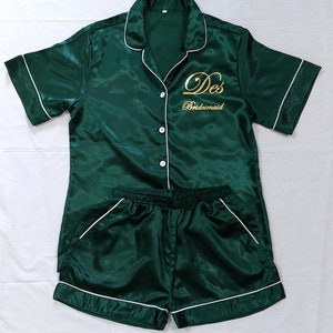 Emerald Green Pjs,personalized Satin Pyjamas,bridesmaid Pyjama,bridal ...
