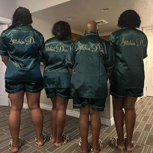 Emerald Green Pjs,personalized Satin Pyjamas,bridesmaid Pyjama,bridal ...