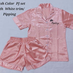 Pink Color Pj's,personalized Satin Pyjamas,bridesmaid Pyjama Set,plus ...