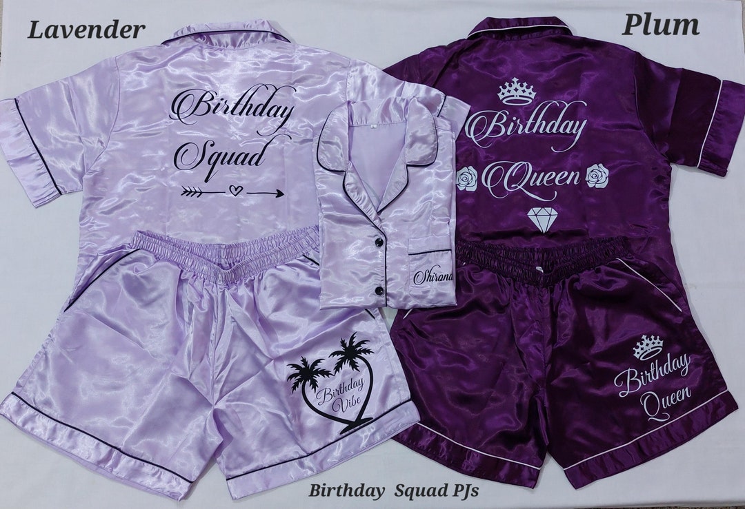Birthday Queen Pjs,satin Pyjamas,bridesmaid Pyjama Set,bridal Party Pj ...