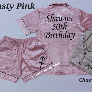 Pink Color Pj's,personalized Satin Pyjamas,bridesmaid Pyjama Set,plus ...