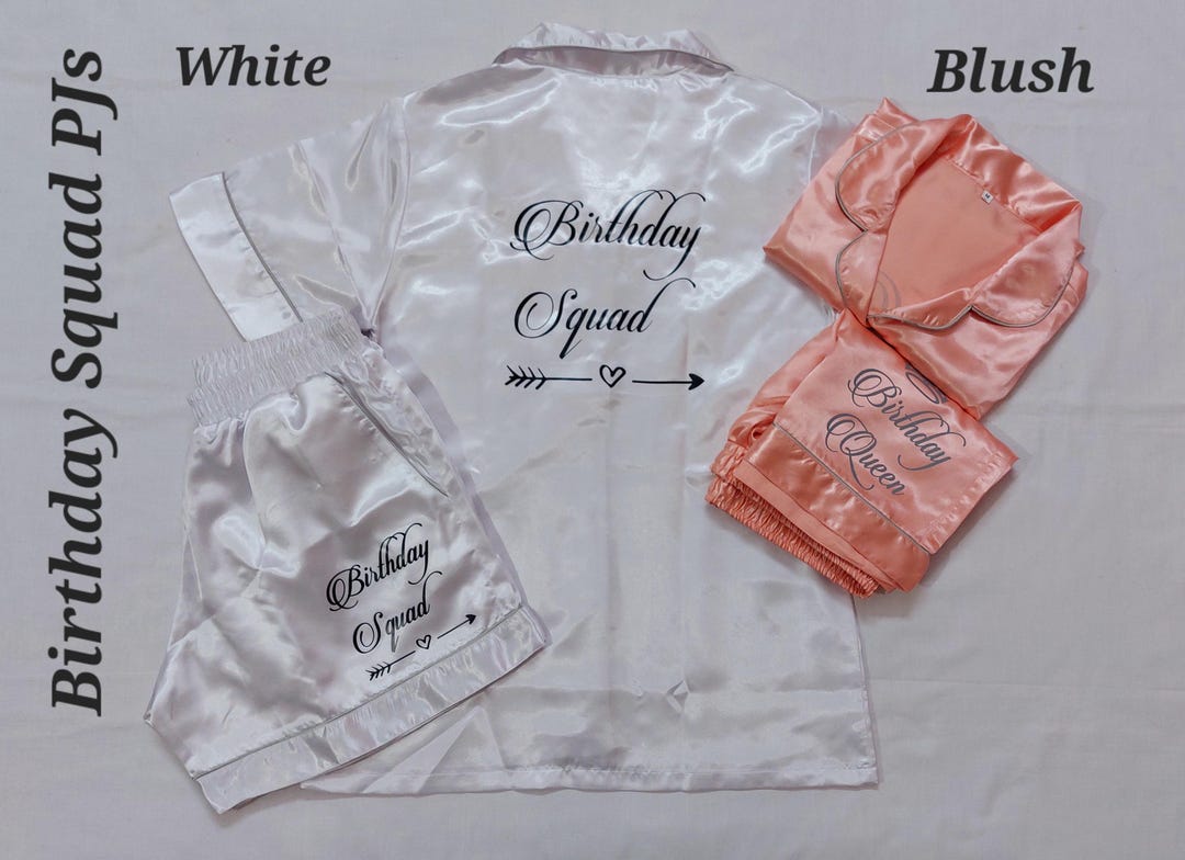 Birthday Squad Pyjamas,birthday Party Pjs,satin Pyjamas,bridal Party Pj ...