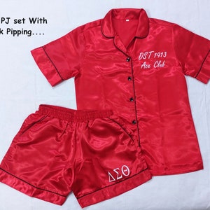 Red Color Pj's,customized Satin Pyjamas,bridesmaid Pajama Sets,bridal ...
