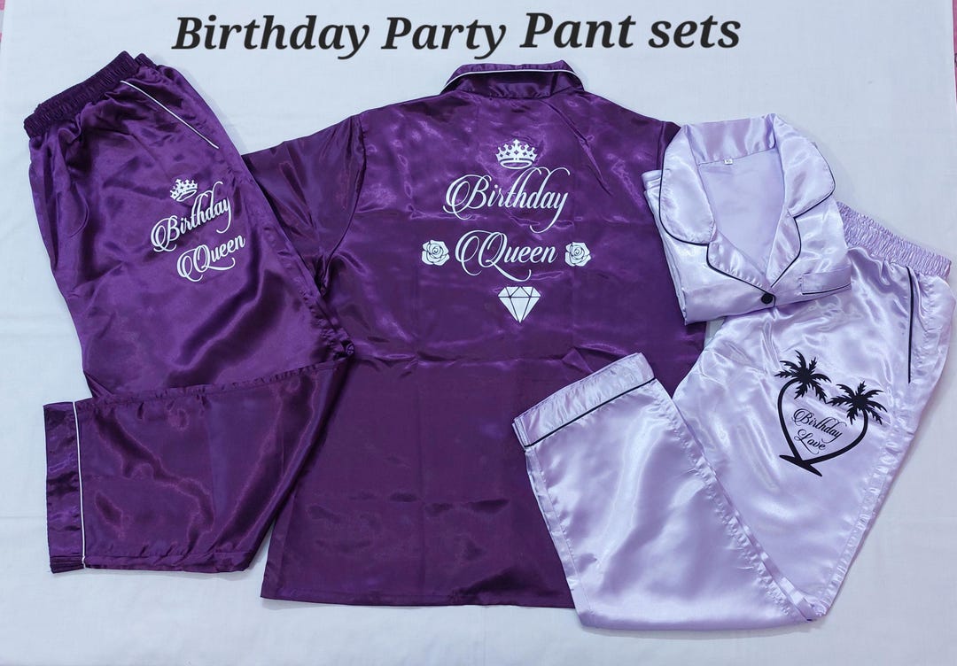 Birthday Queen Pant Set,satin Pyjamas,bridesmaid Pants,bridal Party Pj ...