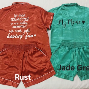 Rust Color Pj's,burnt Orange Pjs,teracotta Color Pjs,personalized Satin ...