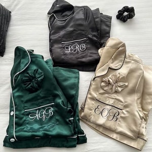 Forest Green Color Pyjama Sets,dark Green Pjs,bridesmaid Pyjama Set ...