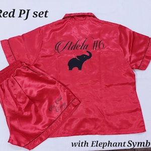 Red Color Pj's,customized Satin Pyjamas,bridesmaid Pajama Sets,bridal ...