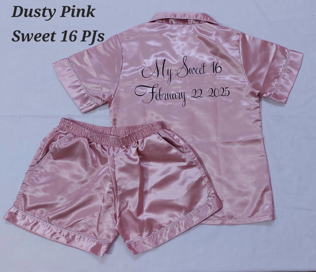 Sweet 16 Pjs,customized Satin Pyjamas,bachelorette Pjs,birthday Party ...
