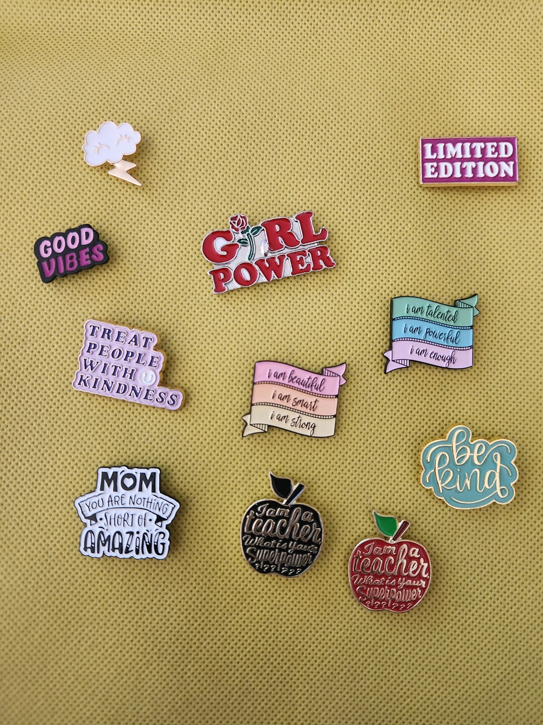 Pins | Enamel Pins | Lapel Pins | Girl Power, Good Vibes, Teachers ...