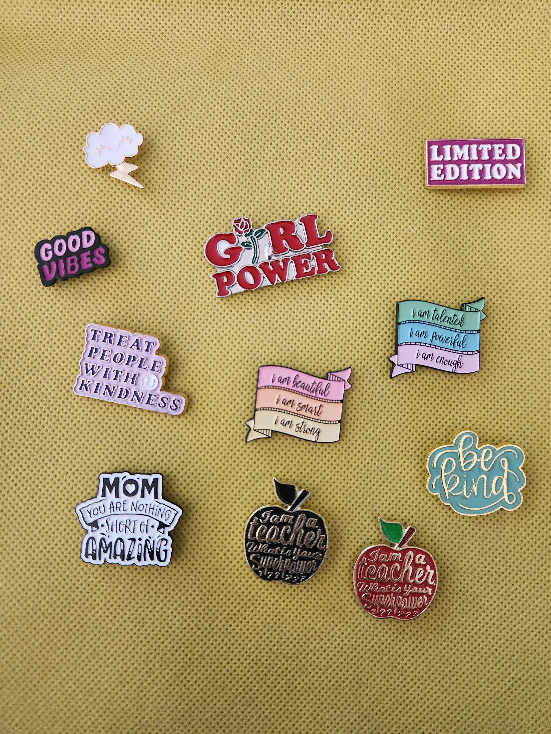 Enamel Lapel Pins: Girl Power, Teacher, Good Vibes - Etsy