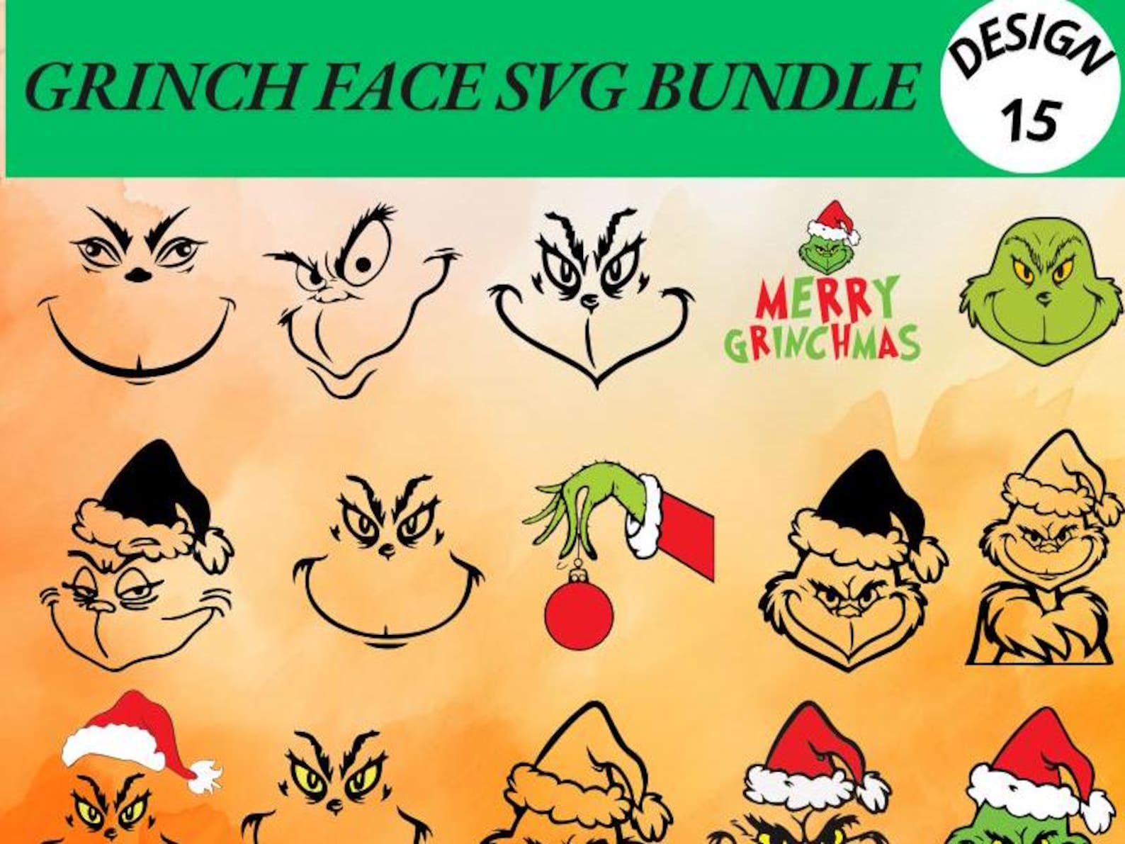 Grinch SVG Grinch Face Grinning Merry Grinchmas Ornament Instant ...