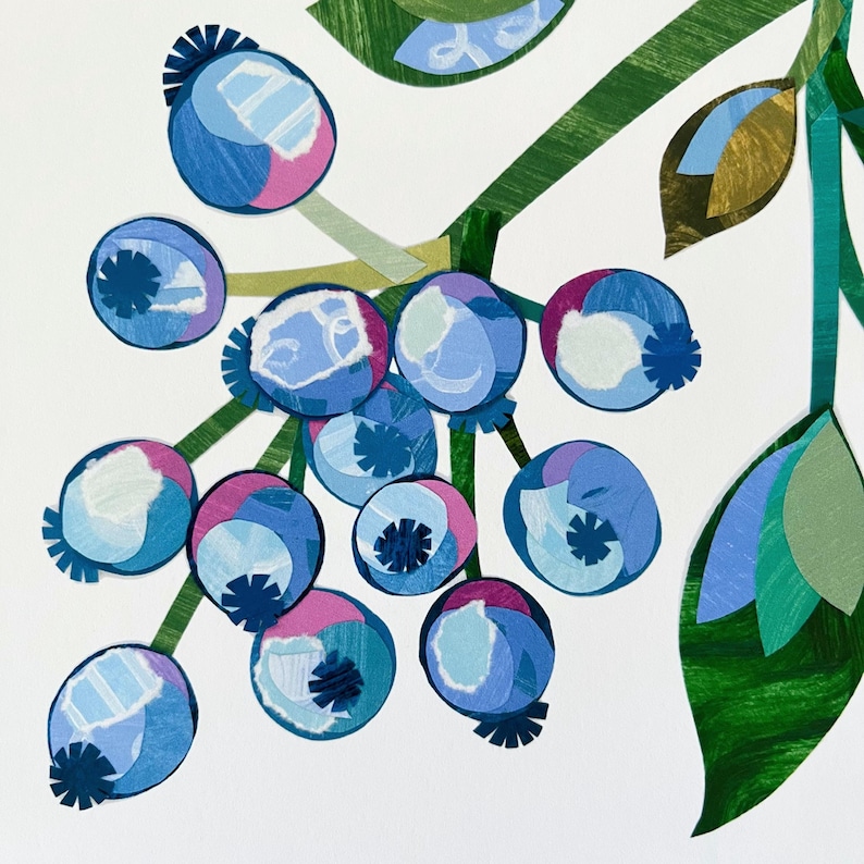 Blueberry Collage Art Print: Kitchen & Nursery Decor - Etsy